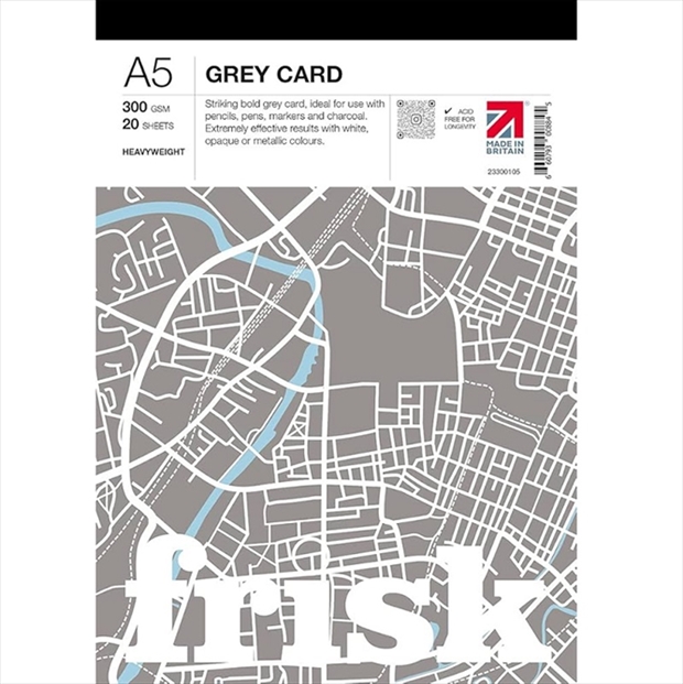 FRISK GREY CARD PAD A5 300G 20SH - Rainbow Art Shop